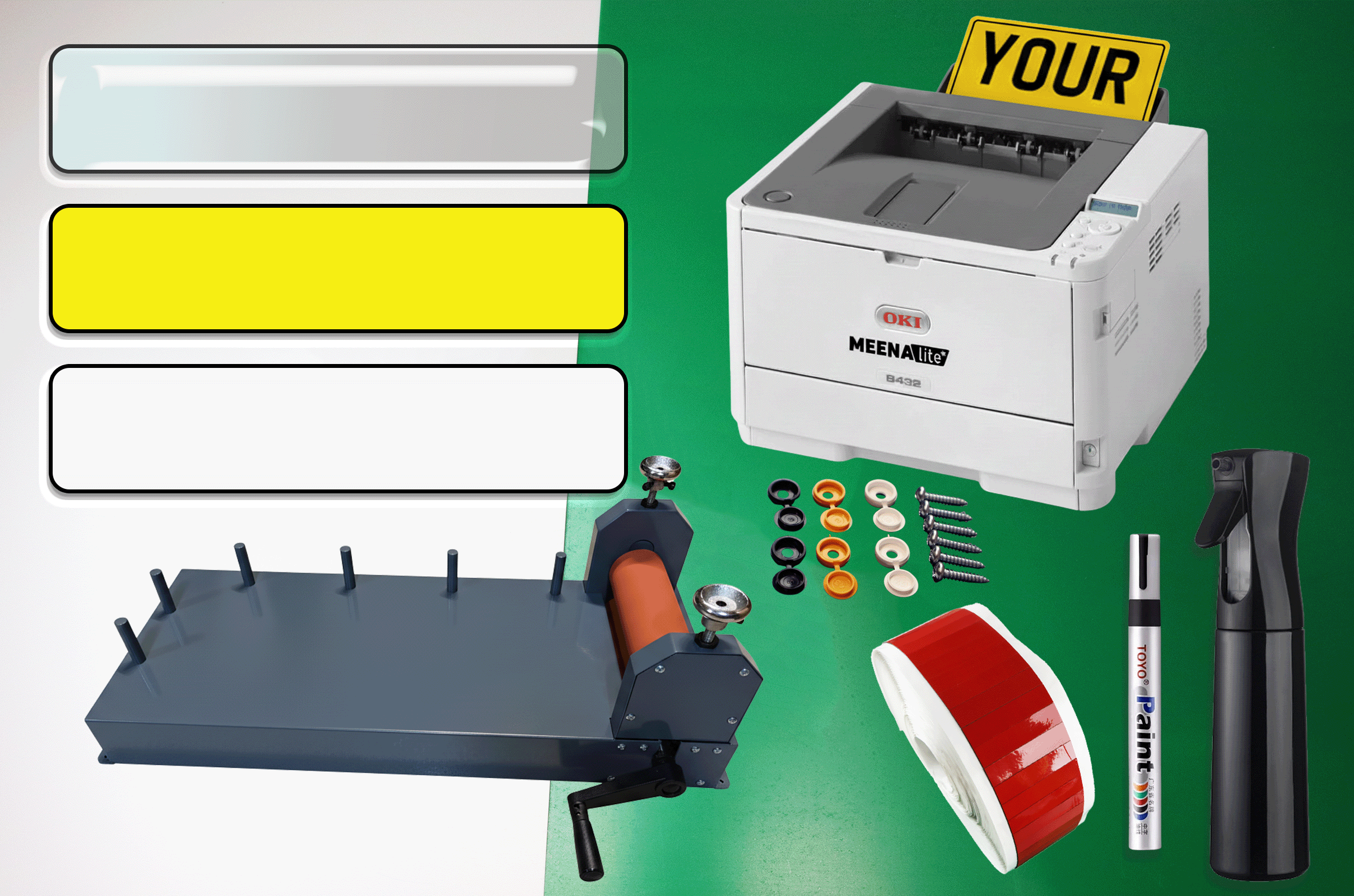Complete Oki Laser Oversize Number Plate Printer Startup Kit with 25 P ...