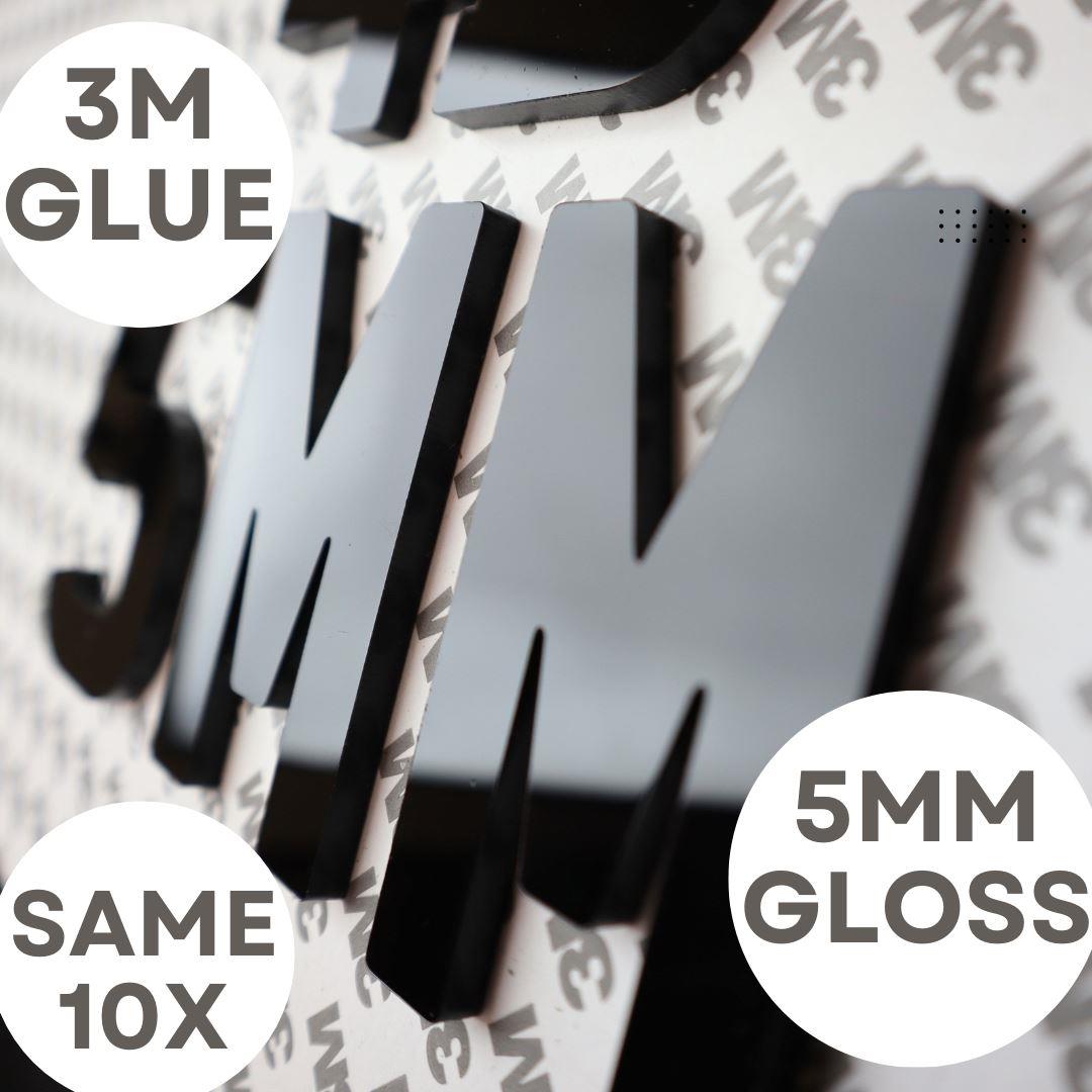 10x 5mm Gloss X-Thick Acrylic 3D 4D Number Plate Letters Digits Wholes ...